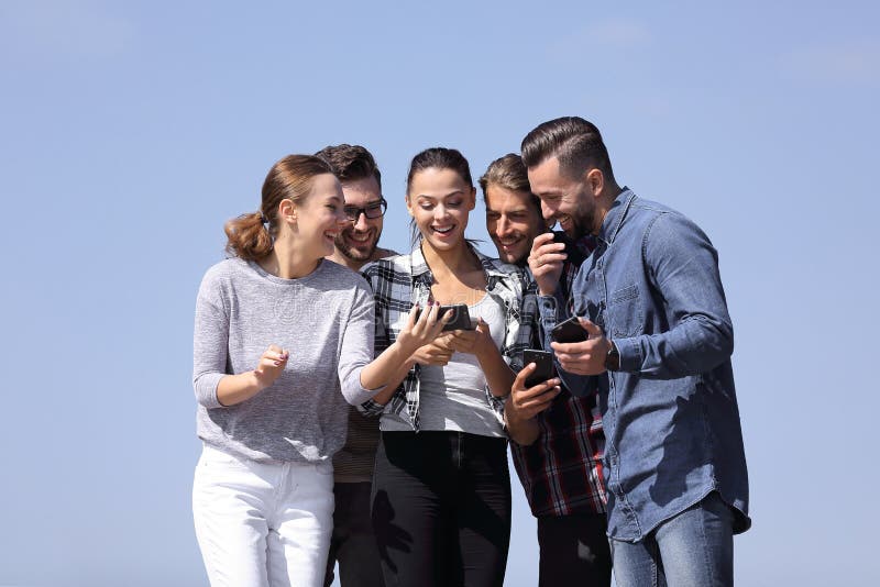 Bottom View.team of Friends Looking at the Camera Stock Image - Image ...