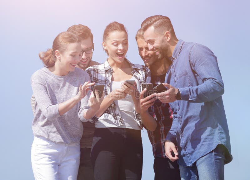 Bottom View.team of Friends Looking at the Camera Stock Photo - Image ...