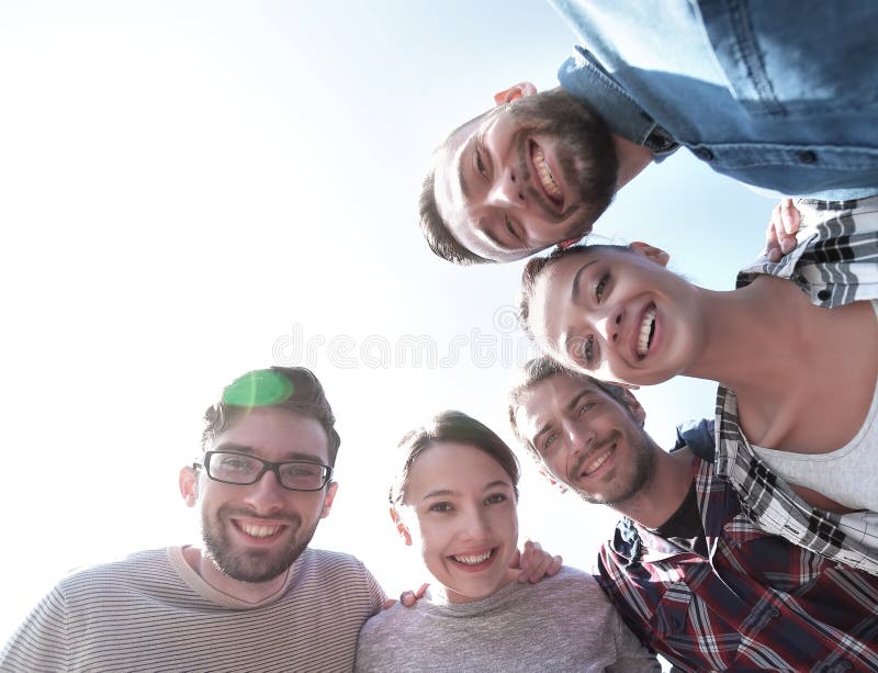 Bottom View.team of Friends Looking at the Camera Stock Image - Image ...