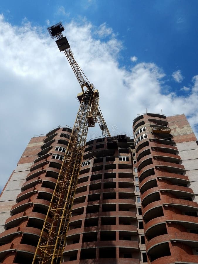 Tower Crane Over Concrete Frame of Building Construction Stock Photo ...
