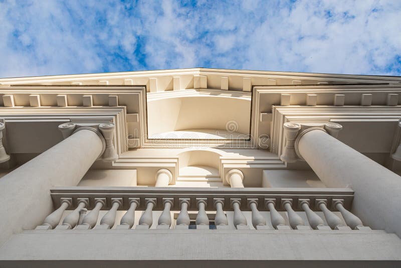 Bottom View of White Building Stock Photo - Image of downtown ...