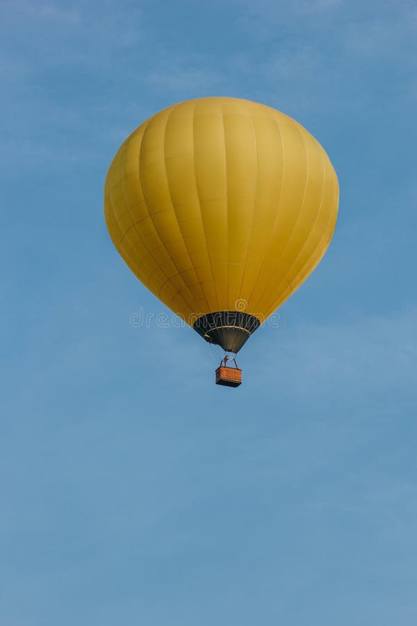 Bottom View of Yellow Hot Air Balloon Flying Stock Image - Image of ...