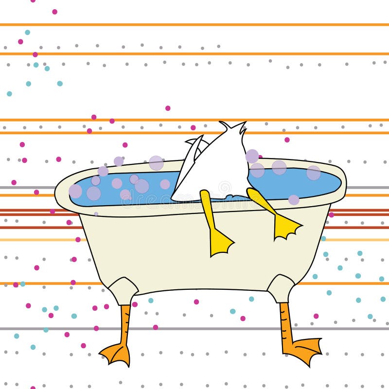 Bottoms Up Vector Drawing of a Duck Dunking in a Bathtub Stock Vector ...