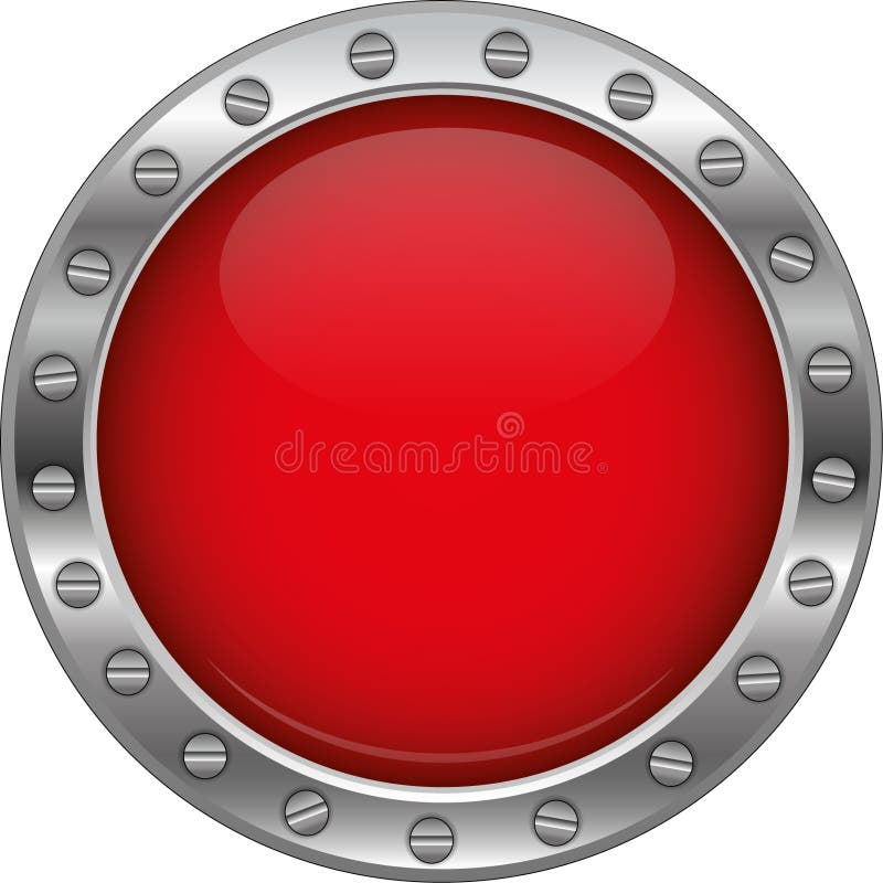 Bottone Metallico Lucido Rosso Illustrazione Vettoriale - Illustrazione ...