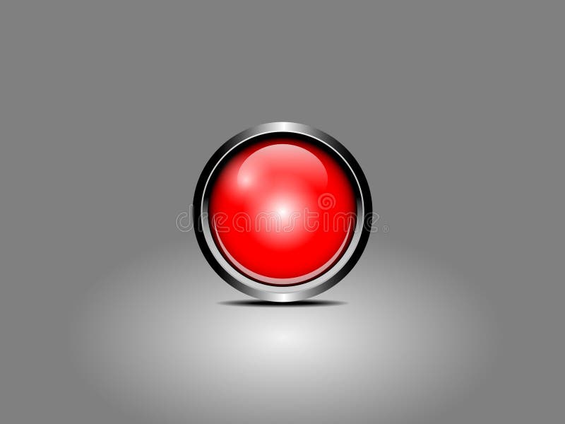 Bottone Rosso Su Fondo Grigio Illustrazione Vettoriale - Illustrazione ...
