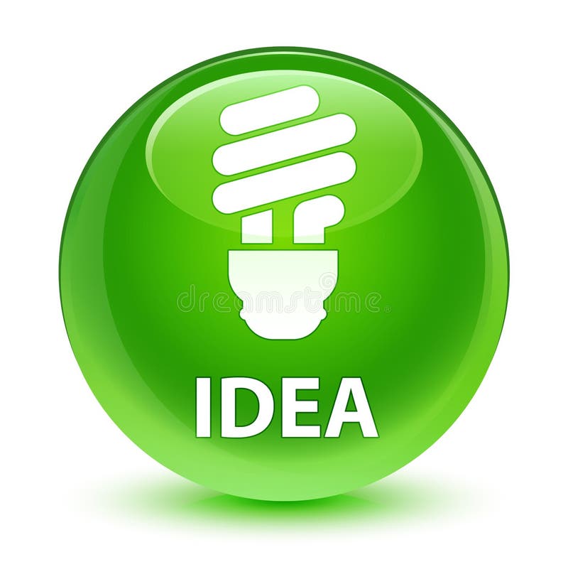 Bottone Rotondo Verde Vetroso Di Idea (icona Della Lampadina ...