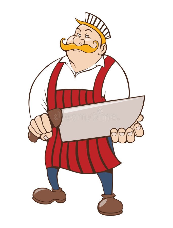 Boucher Avec Le Grand Couteau Illustration de Vecteur - Illustration du ...