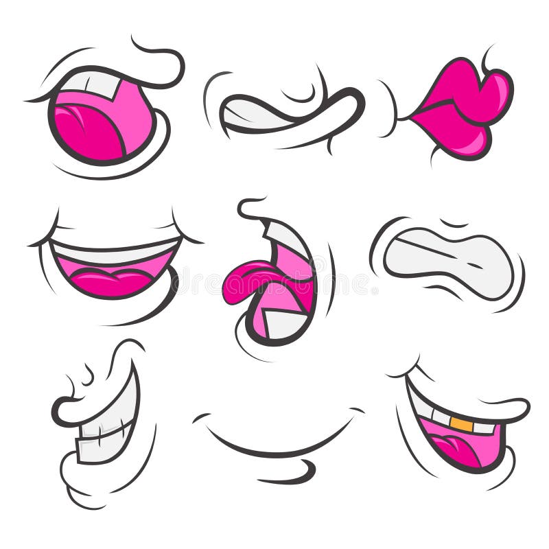 Bouches De Dessins Animés. Expression Faciale De Bouche Surprise Avec ...
