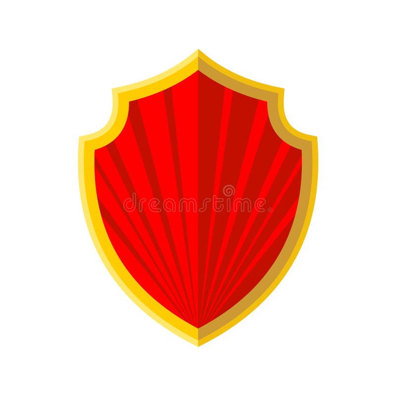 Bouclier Rouge Avec L'icône De Bordure D'or Illustration de Vecteur ...