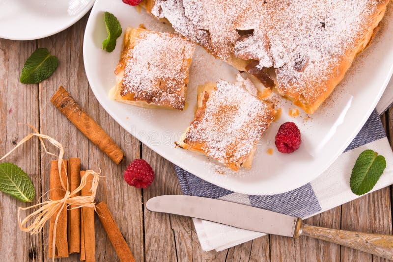 Bougatsa - Greek Puff Pastry with Cream. Stock Image - Image of burek ...