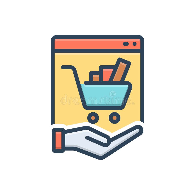 Color Illustration Icon for Bought, Online and Trolly Stock ...