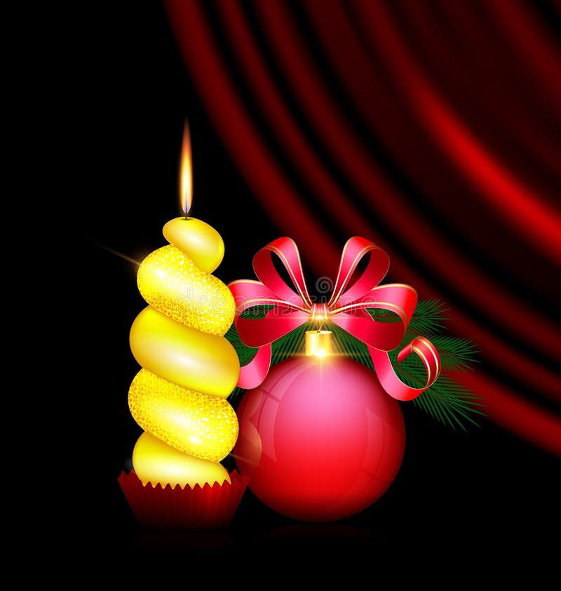 Bougie Jaune Et Boule Rouge Illustration de Vecteur - Illustration of ...