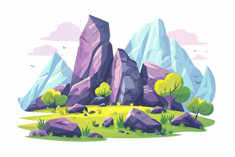 Boulder Field in a Mountain Valley Stock Image Isolated Vector Style ...