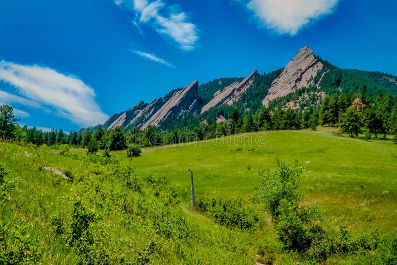 Boulder Flat Irons during Spring in Boulder, Colorado Stock Image ...