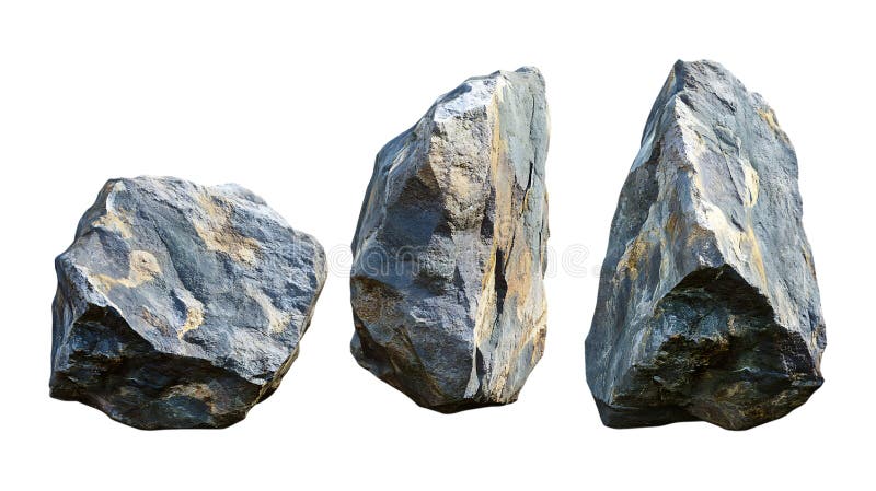 Boulder Rock Set in Three Different Poses on Transparent Background for ...