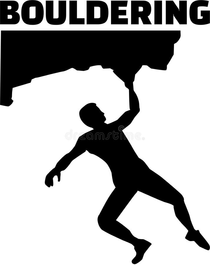 Bouldering Hanging on the Rock with Word Stock Vector - Illustration of ...