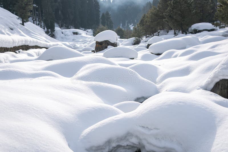 Boulders and Rocks Covered with Snow Stock Image - Image of kashmir ...
