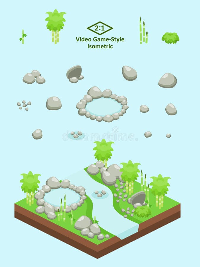 Isometric Simple Plants Set - Rainforest Biome Stock Vector ...