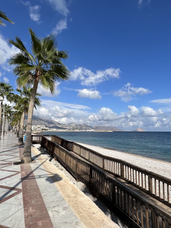 Boulevard in Albir stock photo. Image of spain, water - 259112468