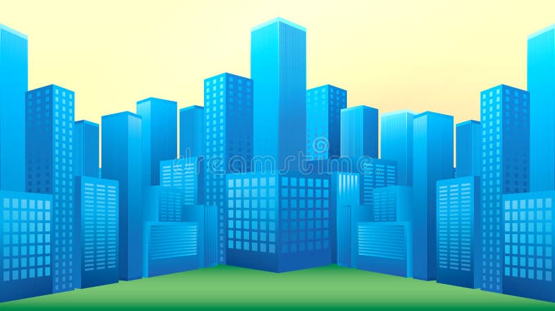 Boulevard with Blue Building Vector Format Stock Vector - Illustration ...