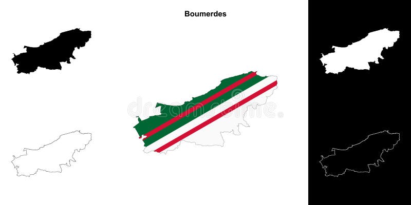 Boumerdes outline map stock vector. Illustration of geography - 342074382