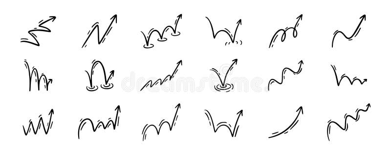 Bounce Effect Arrows Doodle Set. Manga and Comic Stile Arrow Design ...