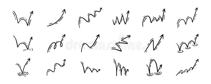 Bounce Effect Arrows Doodle Set. Manga and Comic Stile Arrow Design ...