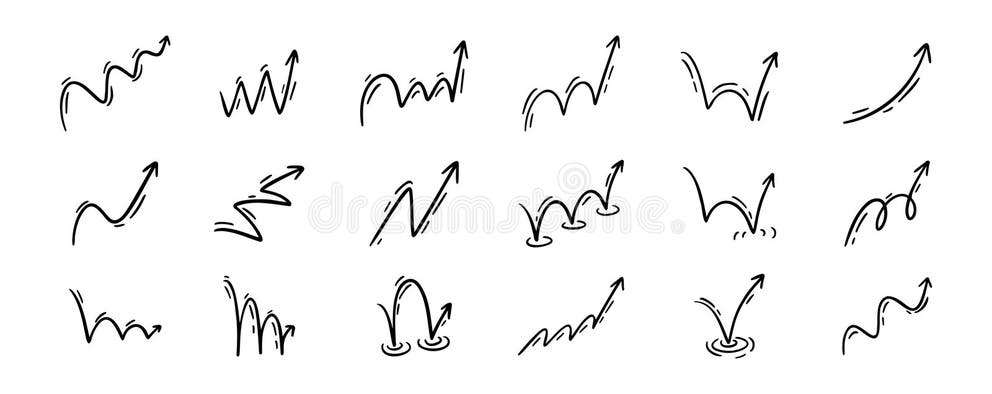 Bounce Effect Arrows Doodle Set. Manga and Comic Stile Arrow Design ...