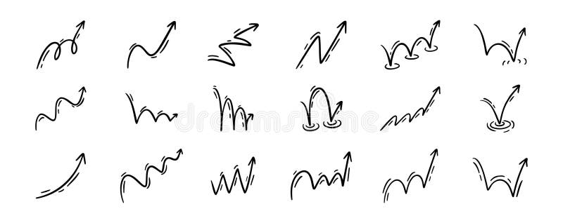 Bounce Effect Arrows Doodle Set. Manga and Comic Stile Arrow Design ...