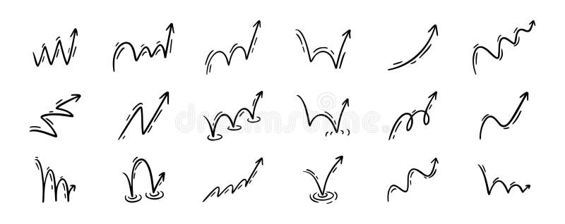 Bounce Effect Arrows Doodle Set. Manga and Comic Stile Arrow Design ...