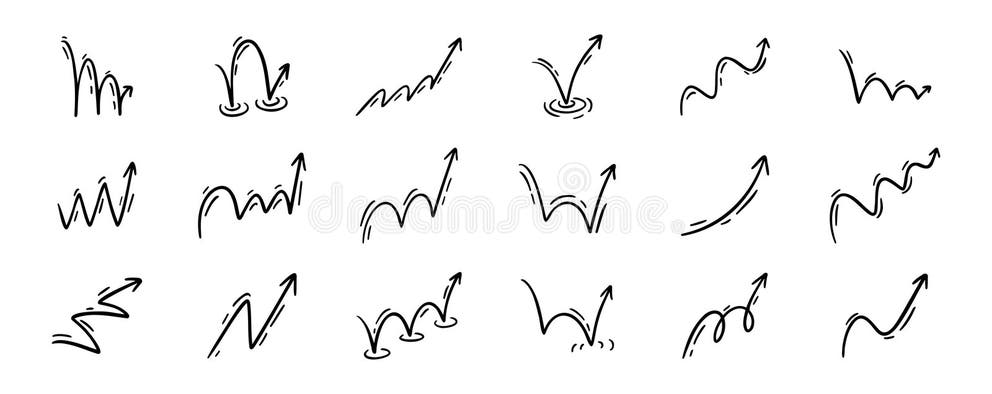 Bounce Effect Arrows Doodle Set. Manga and Comic Stile Arrow Design ...