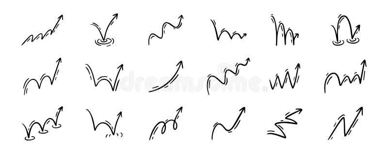 Bounce Effect Arrows Doodle Set. Manga and Comic Stile Arrow Design ...