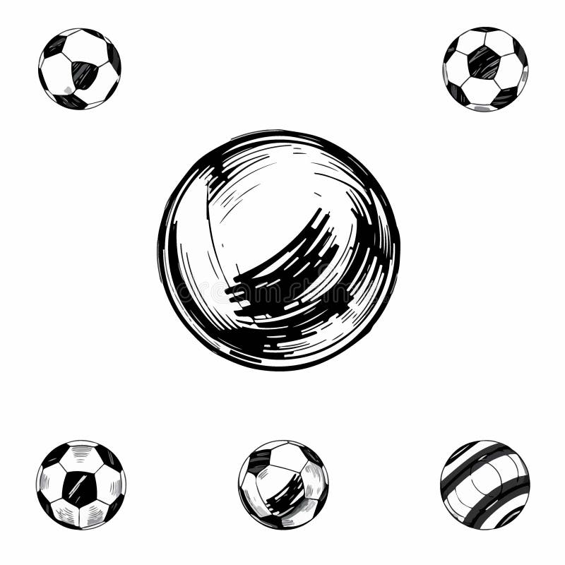 Bouncing Ball As Black and White Ink Vector Design Set for Multiple ...