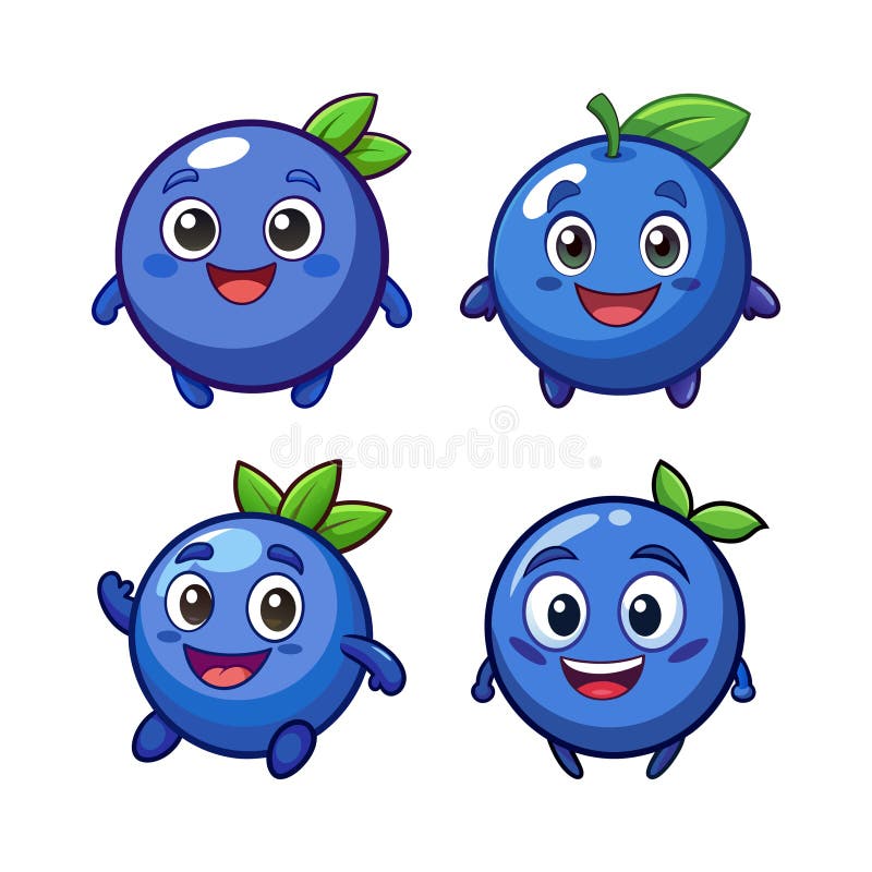 Bouncing Blueberry: Cartoon Fruit Character Stock Vector - Illustration ...