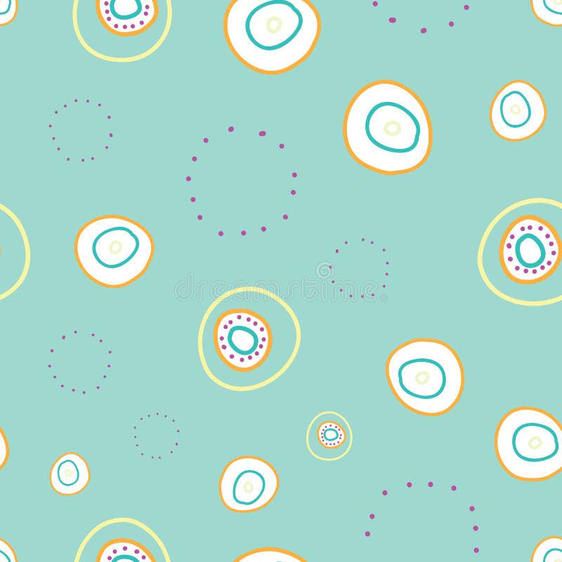 Circles in Space Fun Dots and Circles on Dark Teal Background Seamless ...