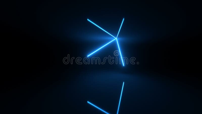 Bouncing Neon Beam Blue Lasers on Reflective Garage Room Tunnel ...