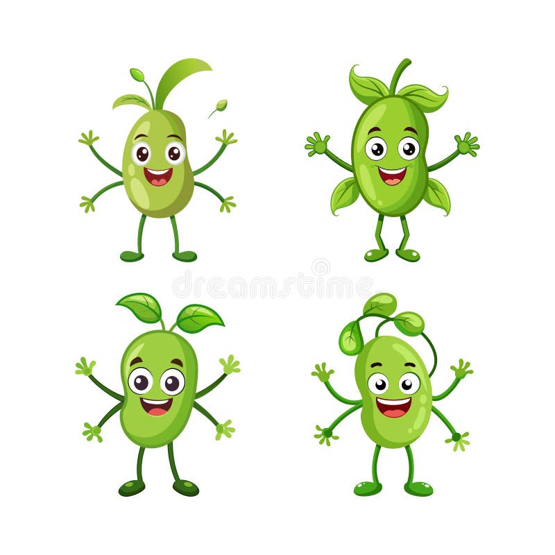Bouncy Bean Sprout: Cartoon Vegetable Stock Vector - Illustration of ...