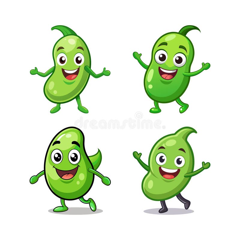 Bouncy Lima Bean: Cartoon Vegetable Stock Vector - Illustration of food ...