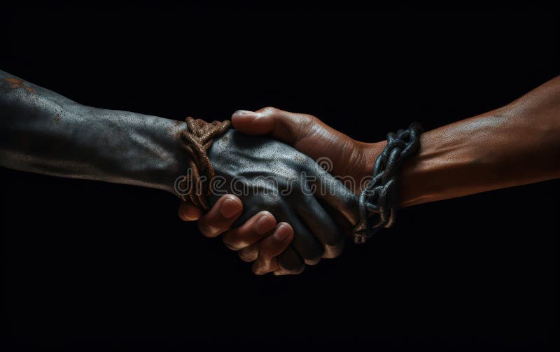 Bound by Chains, United by Hope: a Handshake of Freedom. Created by ...