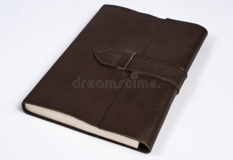 Bound Leather Journal Book Closed on White Perspective Stock Image ...