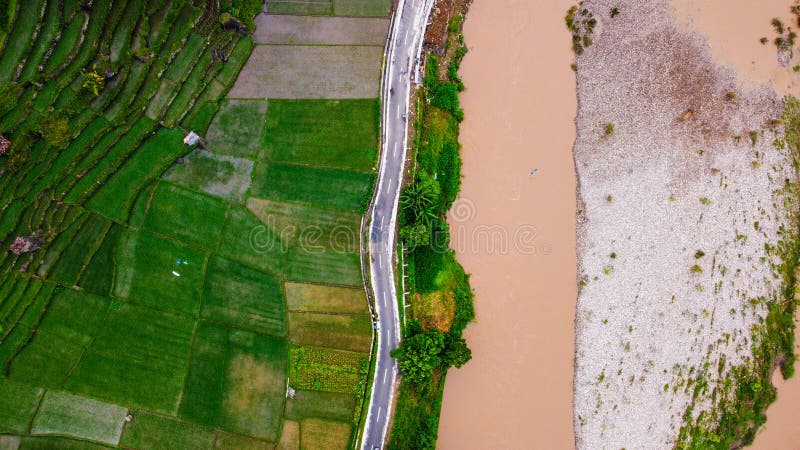 The Boundary Line between Land and Rivers Separated by a Road Stock ...