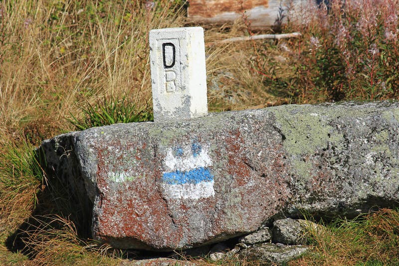 Boundary stone stock image. Image of stone, painted, point - 34629387