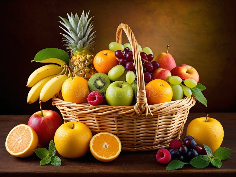 A Bountiful Basket of Fresh Fruit Stock Photo - Image of orange ...