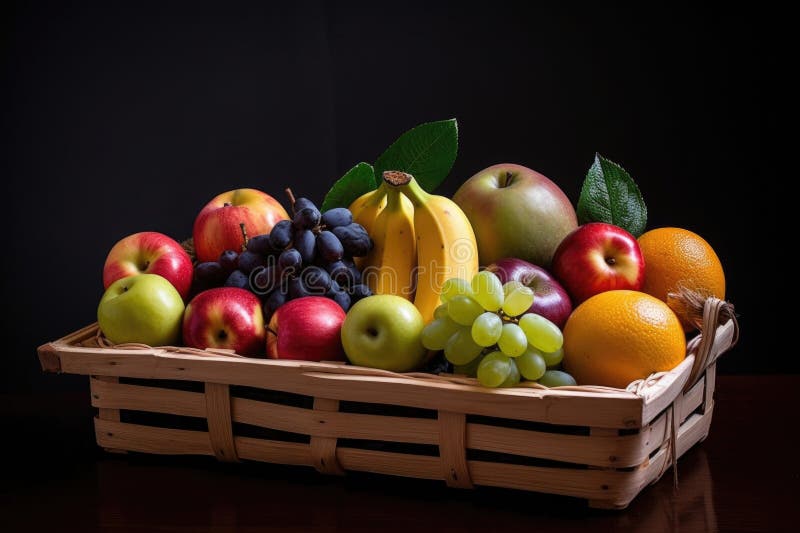 A Bountiful Basket of Fresh Fruit in a Minimalist Arrangement Stock ...