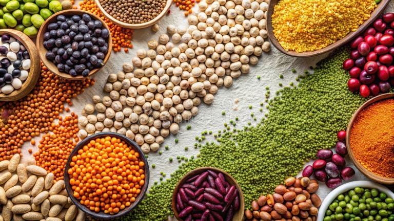 A Bountiful Collection of Dried Legumes and Pulses Arranged in a ...
