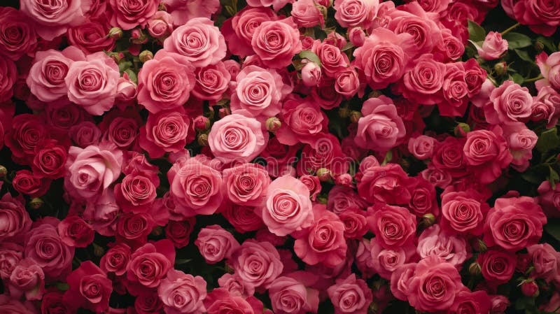 A Bountiful Collection of Pink Roses in Full Bloom Stock Illustration ...