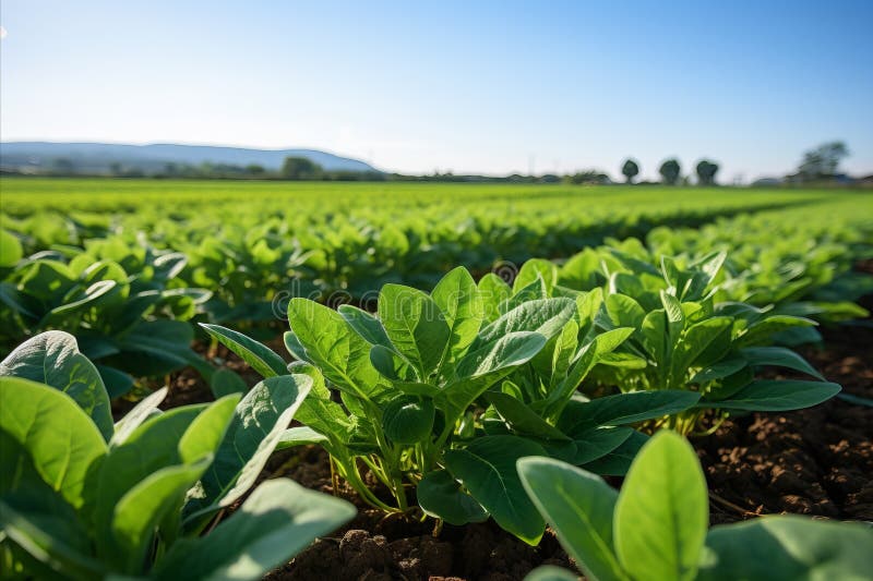 Spinach Harvest Field Closeup Fresh Vegetable Spinacia Oleracea Detail ...