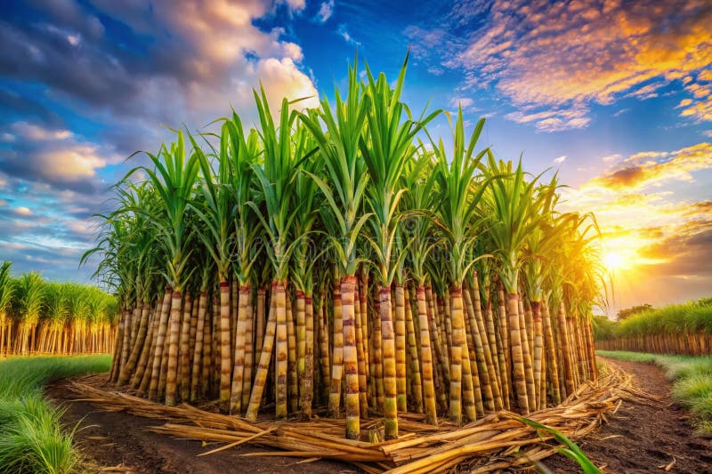 A Bountiful Harvest Panoramic View of Mature Sugarcane Ready for the ...