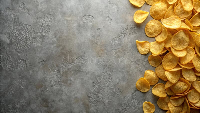 A Bountiful Heap of Crispy, Golden Potato Chips on a Textured Surface ...