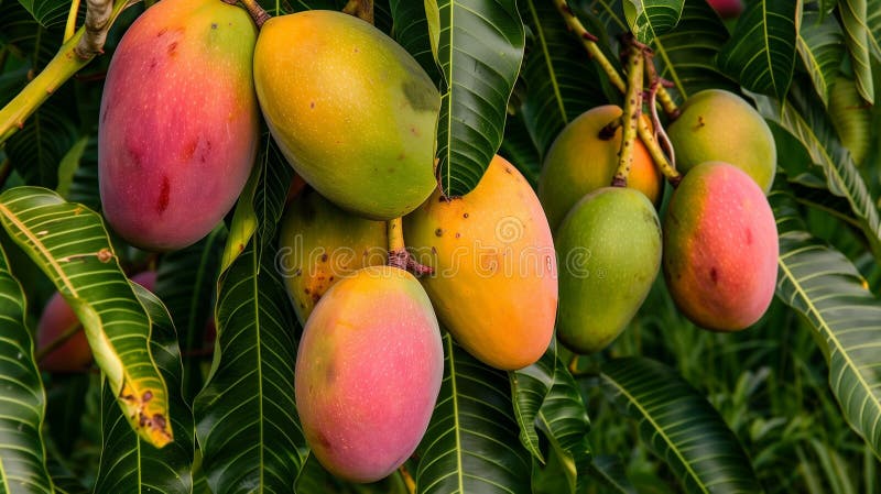 Bountiful Mango Tree in Full Harvest Stock Illustration - Illustration ...